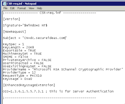 Creating SSL Cert Requests Using Certreq.exe and Enable LDAPS