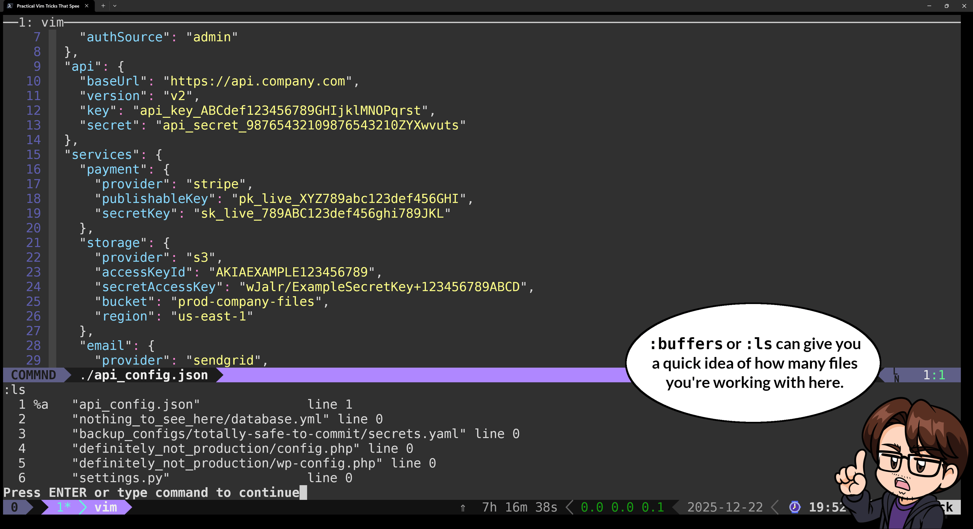 Extract Secrets from Multiple Configuration Files Using Vim