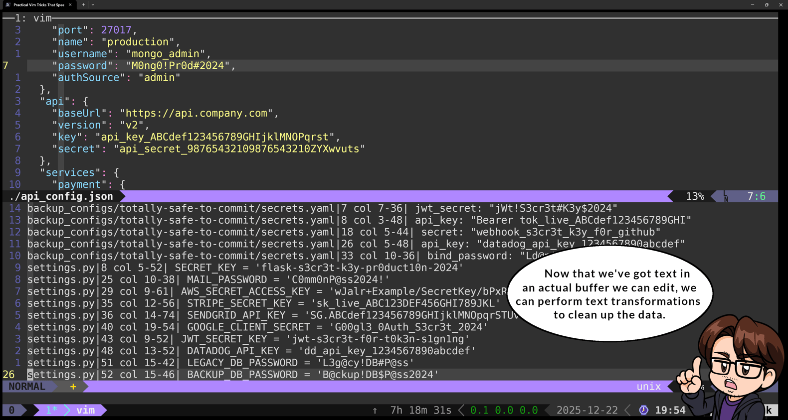 Extract Secrets from Multiple Configuration Files Using Vim